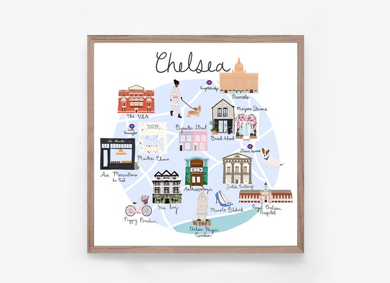 Chelsea London Map Illustrated Art Print - Etsy