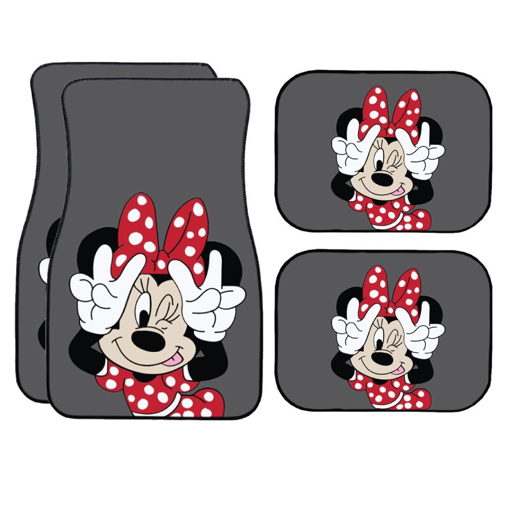 Grey Peace Out Minnie Car Mats Etsy