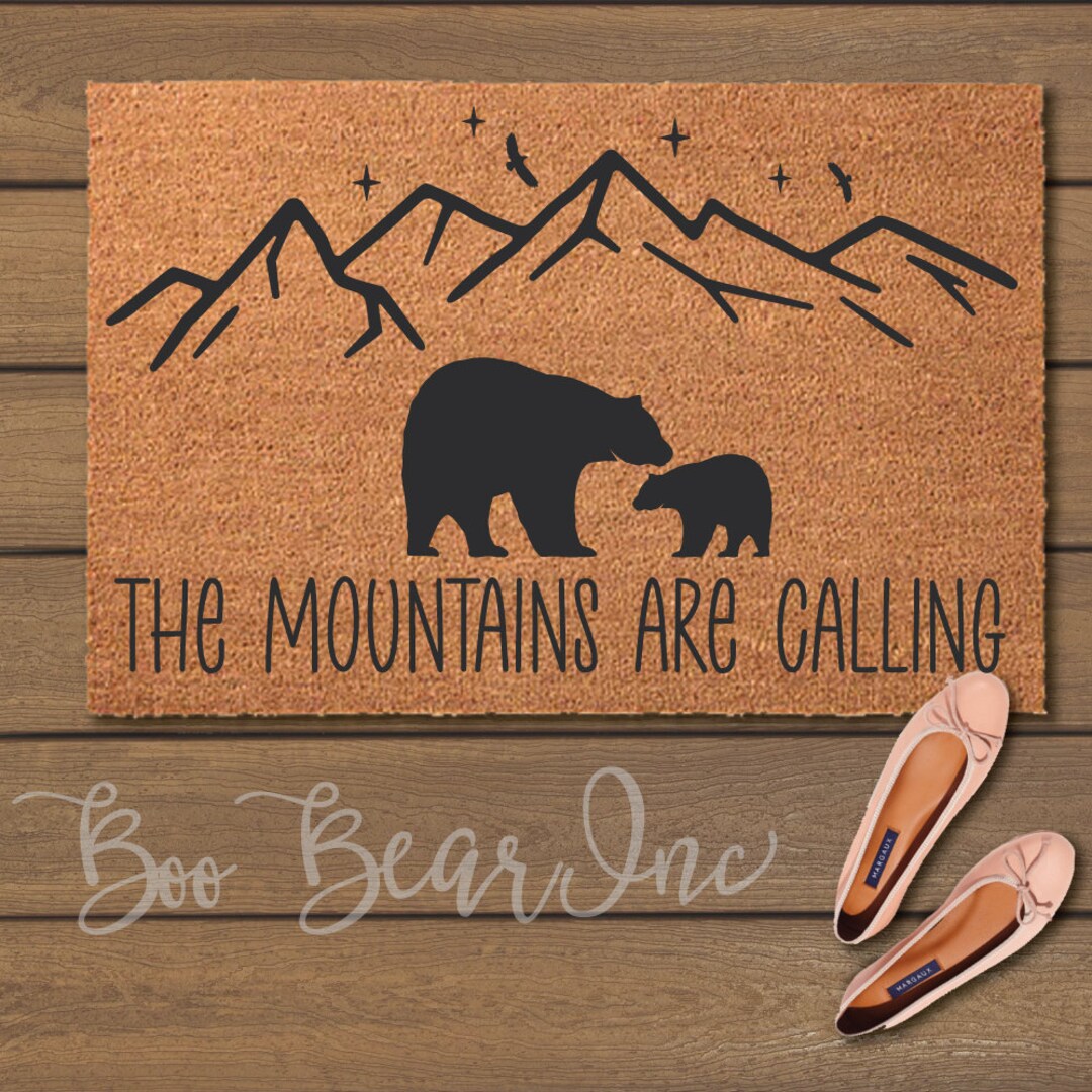 The Mountains Are Calling With Bears Doormat - Welcome Mats- Fun ...