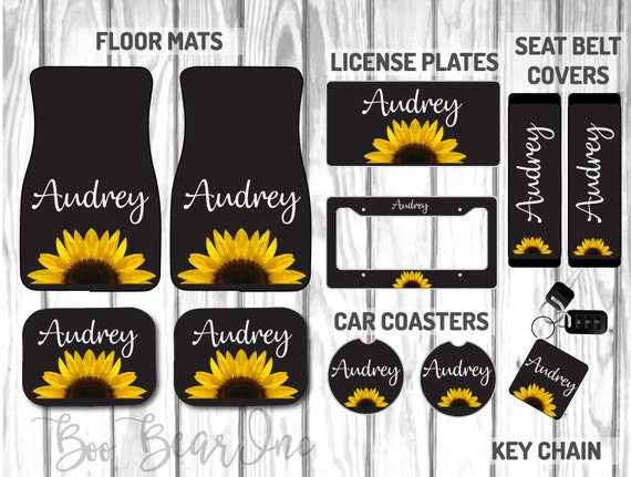 Custom Personalized Sunflower Car Mat Accessory Set Etsy