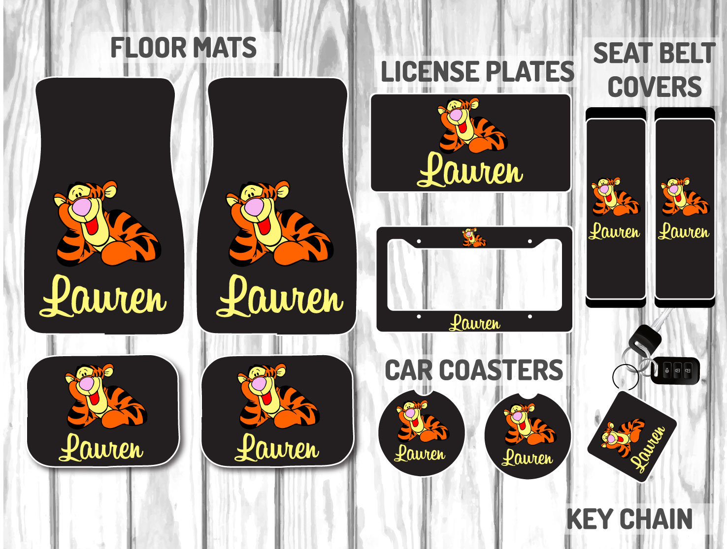 Custom Tigger Car Mat Accessory Set - Etsy