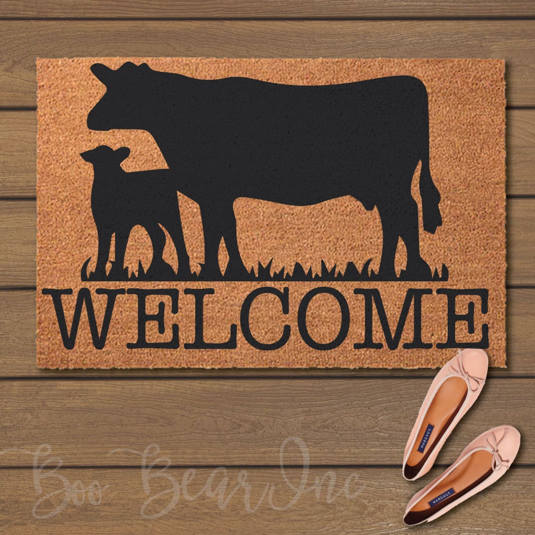 Cow & Calf Welcome Doormat - Welcome Mats- Fun Doormats - Etsy