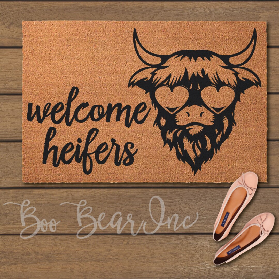 Welcome Heifers Highland Cow Doormat - Welcome Mats- Fun Doormats ...