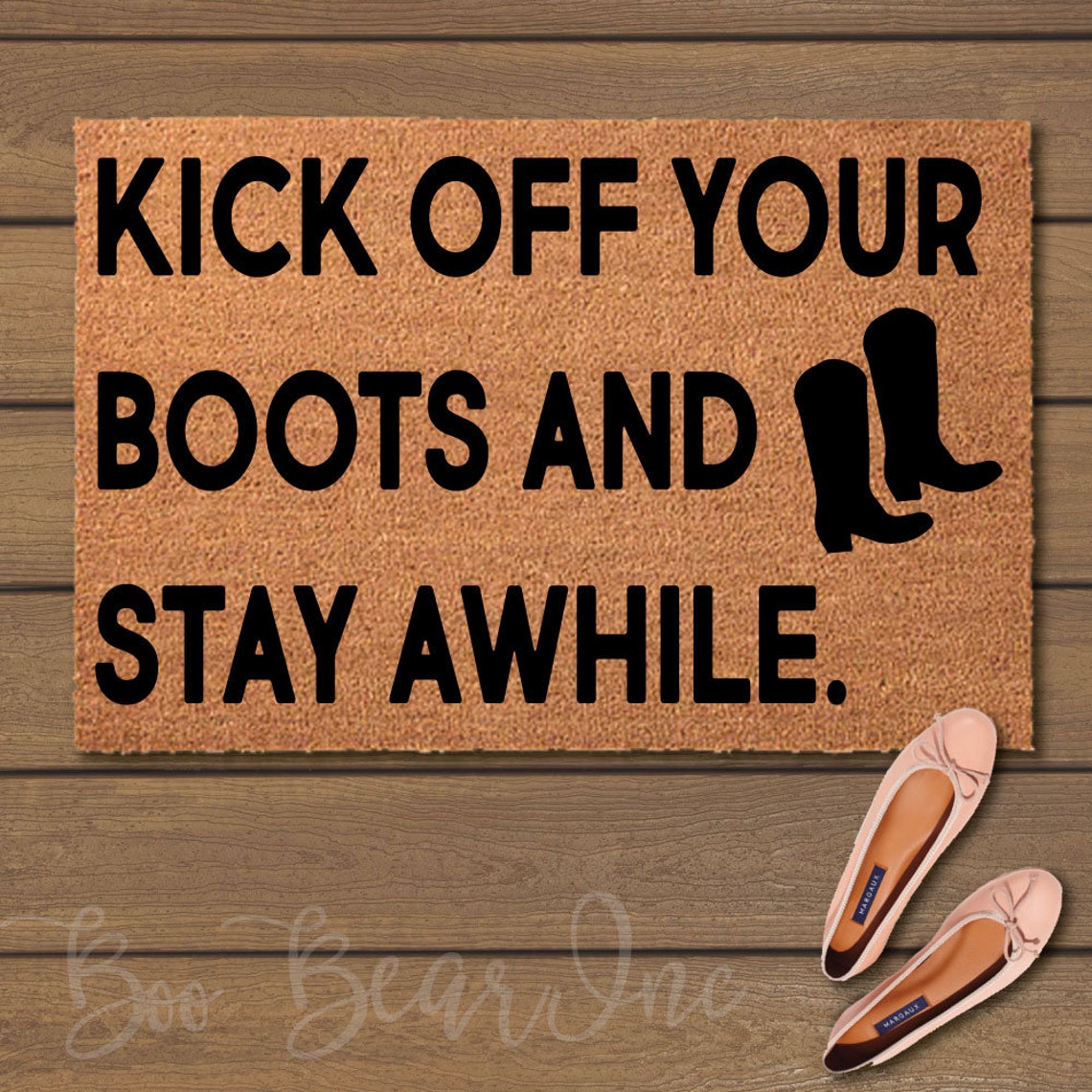 Kick off Your Boots and Stay Awhile Doormat Welcome Mats | Etsy