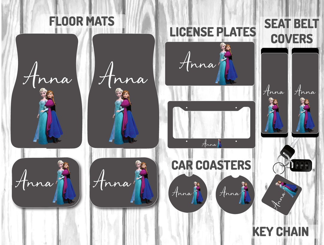 Custom Frozen- Anna & Elsa -personalized-car Mat Accessory Set - Etsy