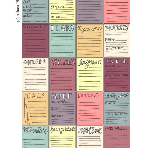 Character Writing Prompt Stickers instant Download Perfect - Etsy