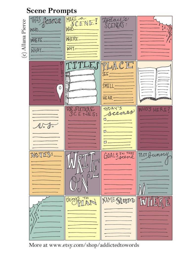 Collection of Writing Prompt Stickers Download - Etsy