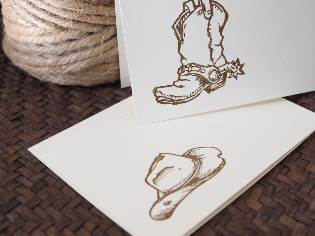Hand Stamped Western Note Card Set: Cowboy Boot, Thank You Notes - Etsy
