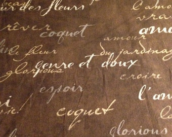 French script fabric | Etsy