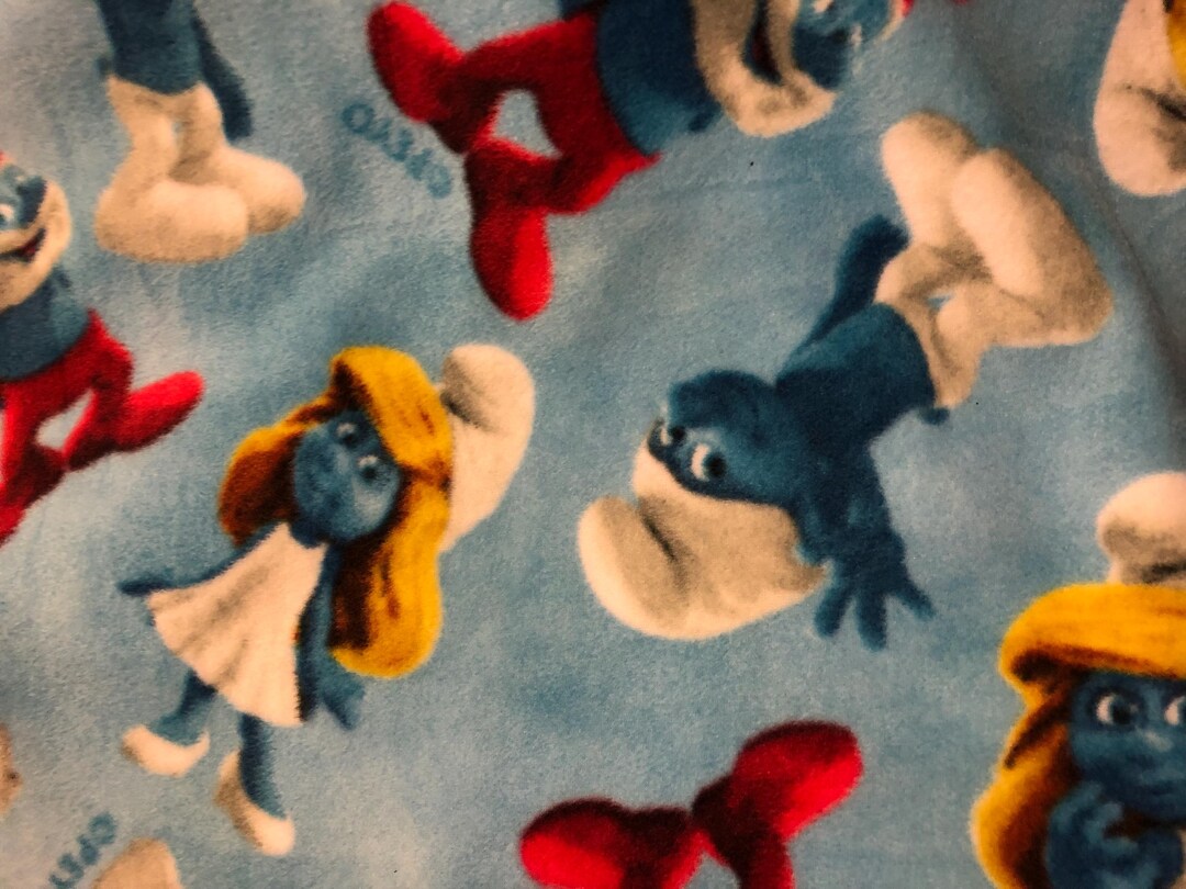 Fabric Fleece the Smurfs 25 X 58 Wide New Polyester V.I.P Cranston - Etsy