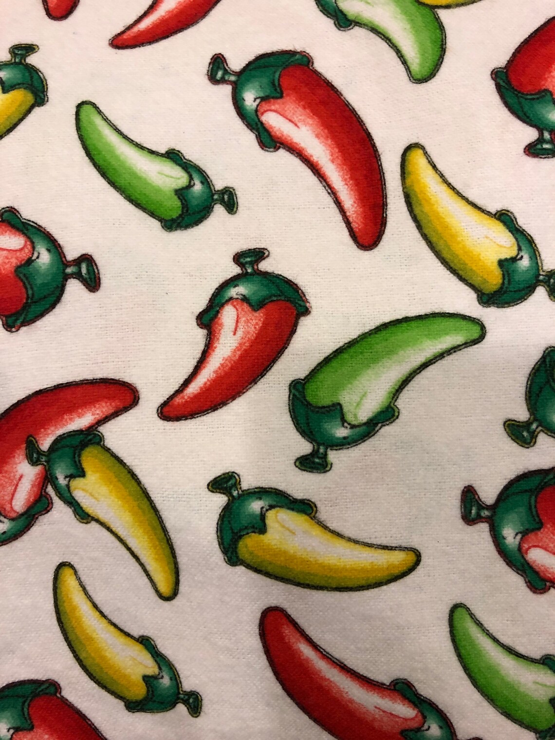 Fabric Chili Peppers red yellow & green 1 yard x 42 wide | Etsy