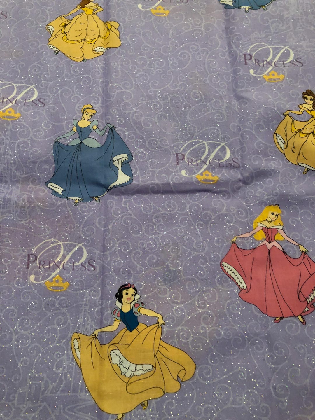 Fabric Disney Princess Allover Cotton Glitz New 1 Yard X 43 Wide ...