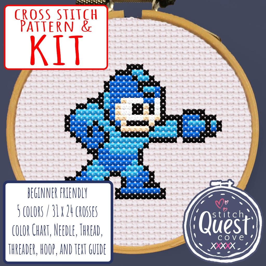 Megaman Cross Stitch Kit: Beginner-friendly NES Sprite Pattern - Etsy