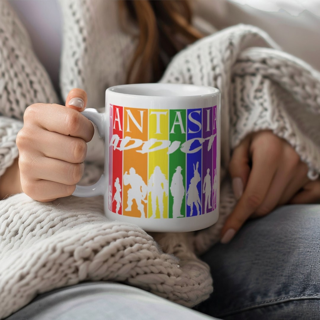 FFXIV Rainbow Fantasia Addict Mug Coffee Cup Funny Final Fantasy Gift ...