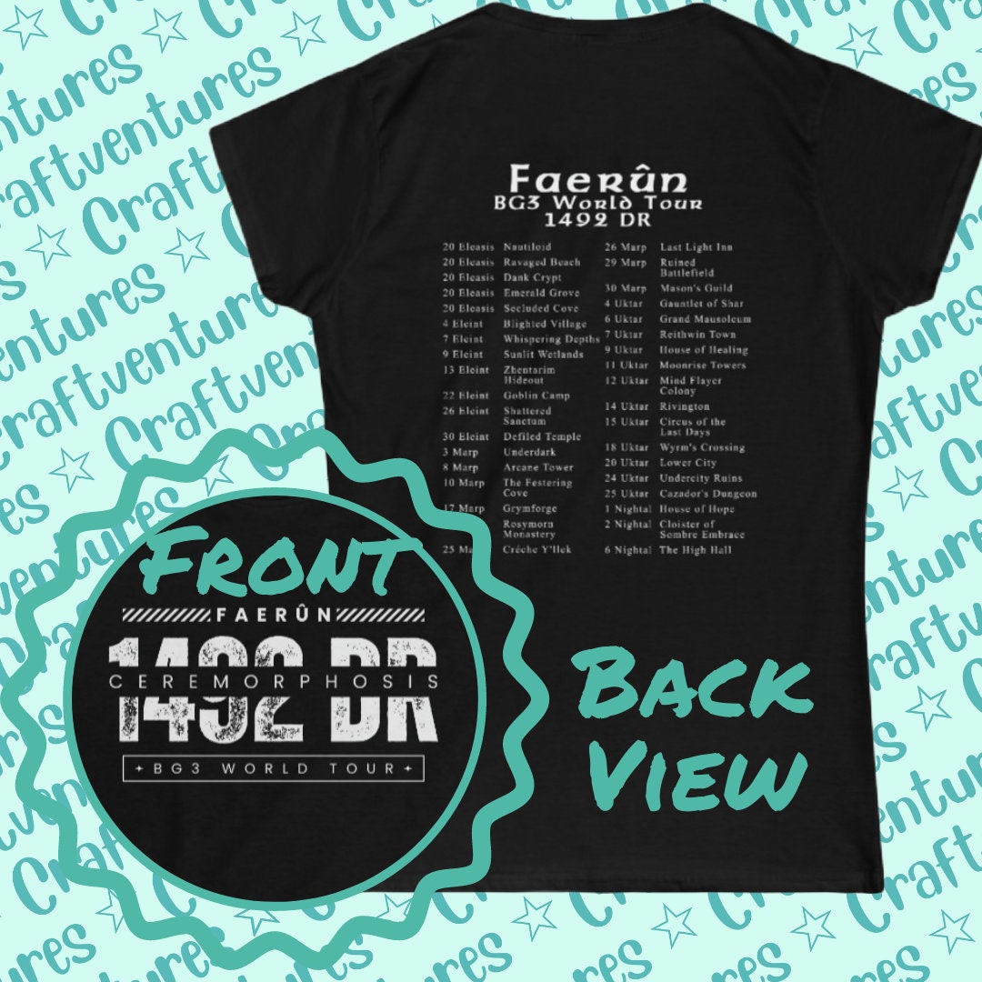 BG3 Ceremorphosis World Tour Tee Astarion Karlach Lae'zel Gale ...