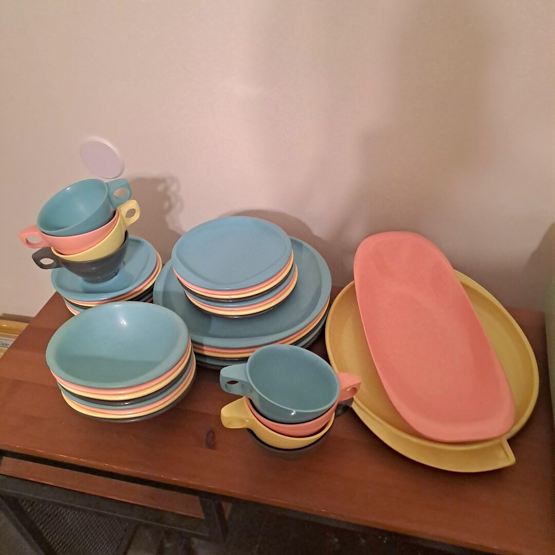 Vintage 40 Piece Boontonware Dining Set With Plates, Cups, Bowls - Etsy