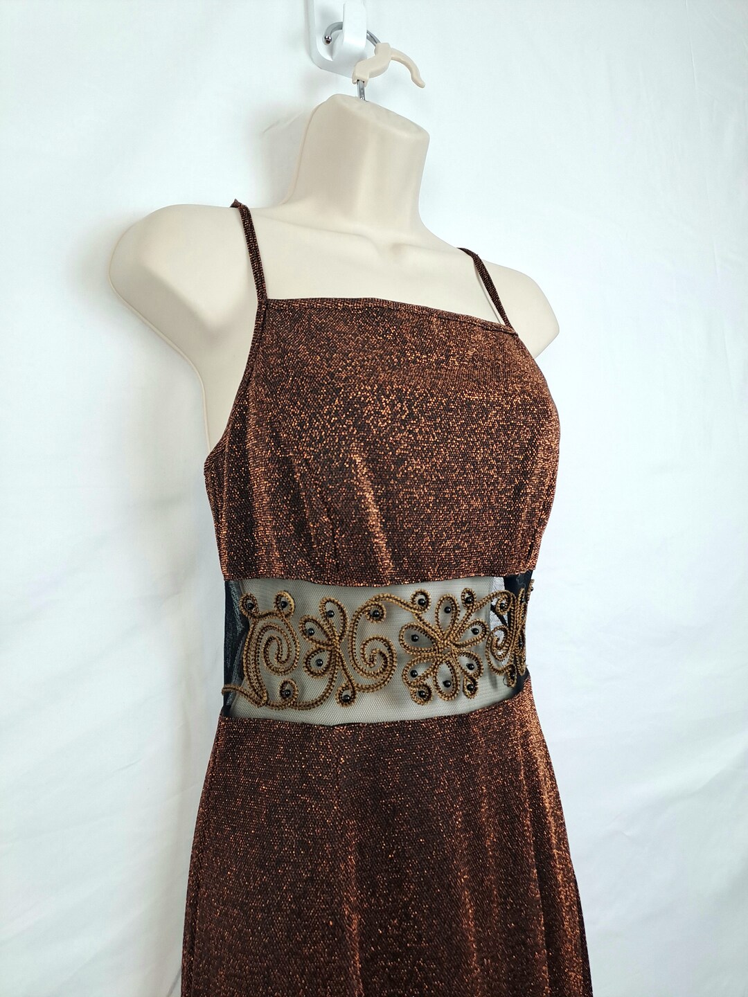 Vintage 90s Bronze & Black Midriff Prom Dress, Size Small - Etsy