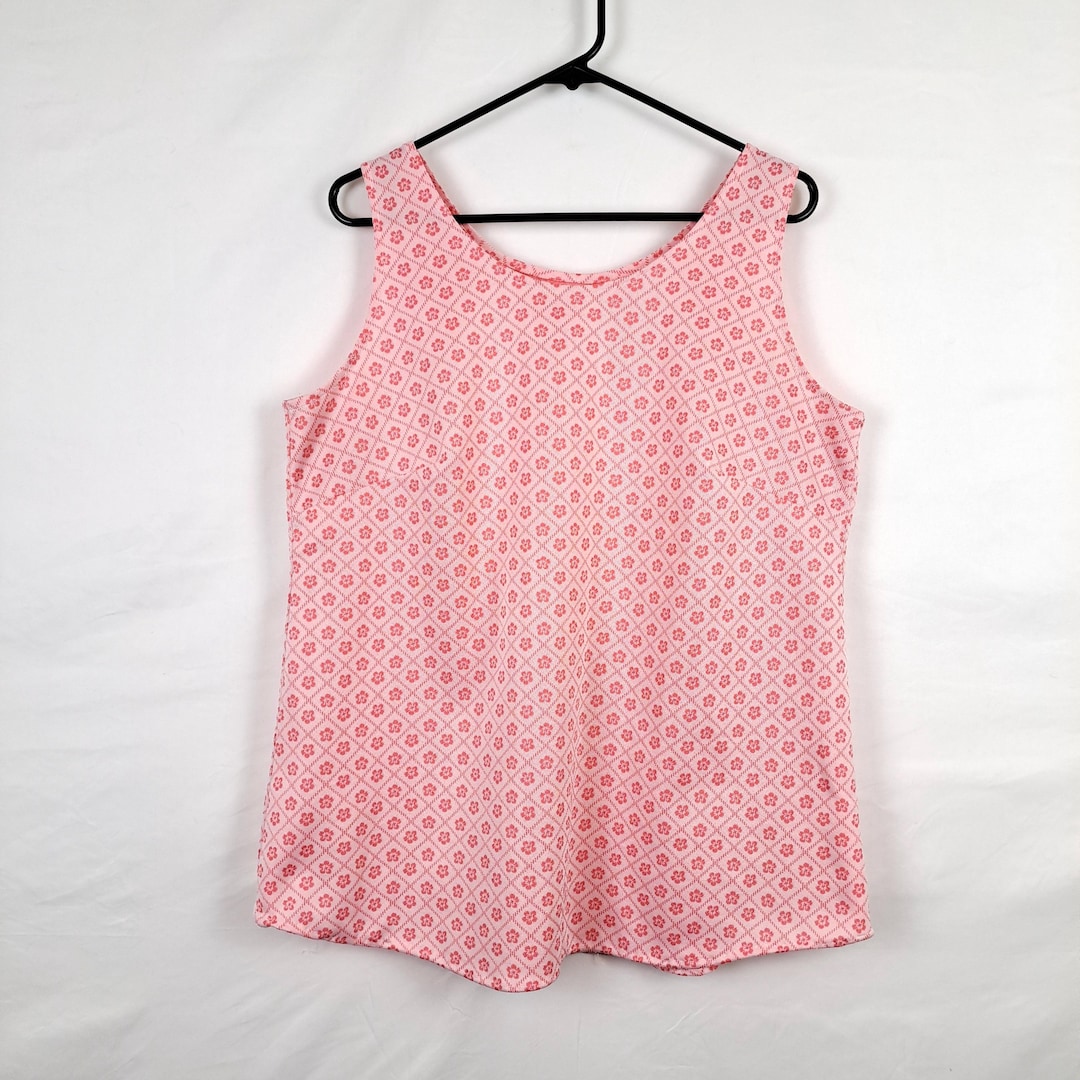 Vintage 60s Pink Floral Tank Top - Etsy