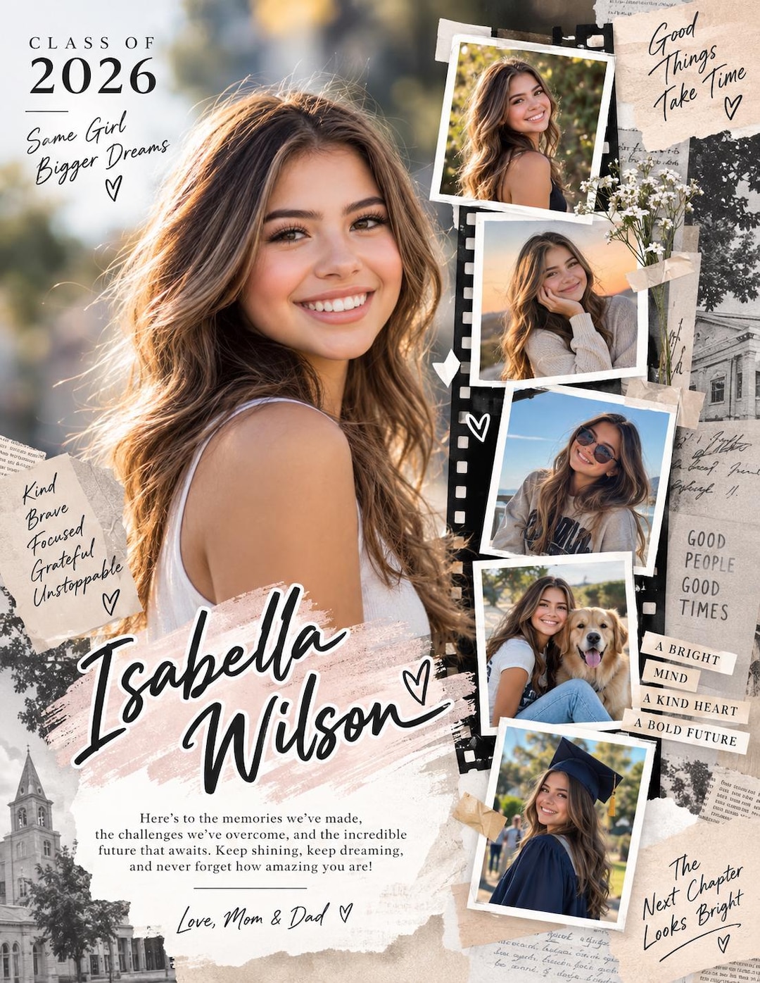 Senior Yearbook Template, Editable Canva Graduation Page, High School ...