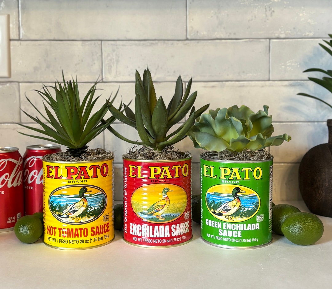 Faux Succulent, Cinco De Mayo Decor, Large El Pato Sauce Can, Mexican ...