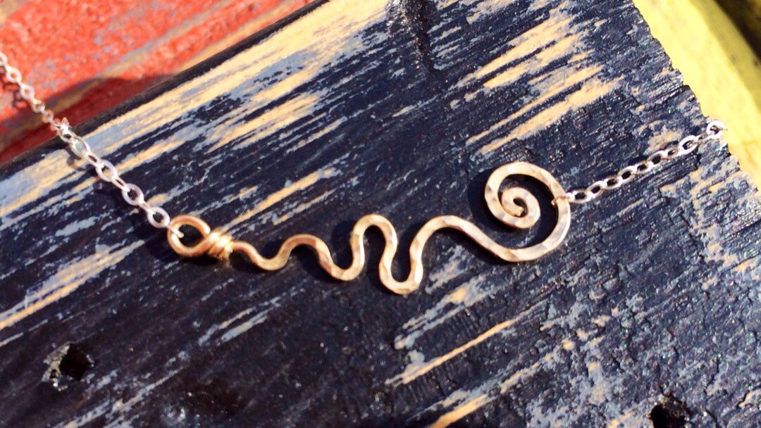 Mississippi River Necklace Hammered in Gold on Sterling Silver Chain ...