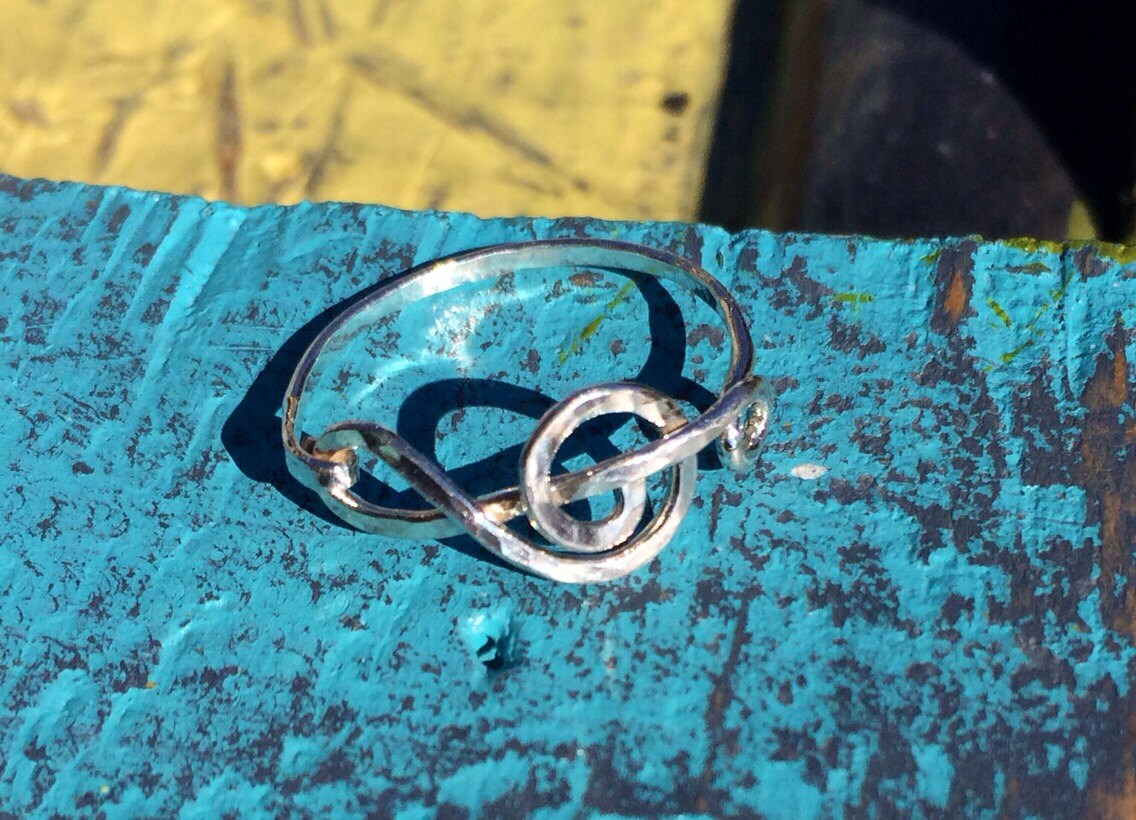Treble Clef Ring Hammered in Sterling Silver Copper or Gold | Etsy