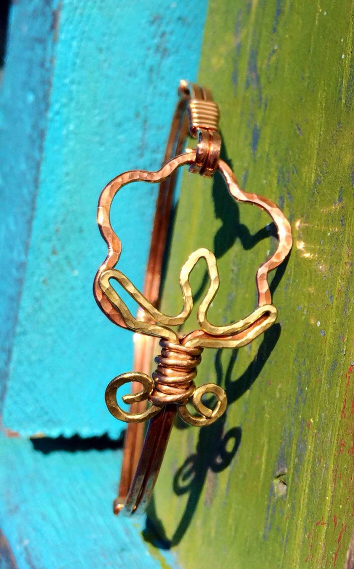 Cotton Boll Bracelet Hammered in Copper and Brass Wire Cotton - Etsy