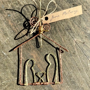 Nativity Manger Scene Christmas Ornament Hammered in Copper and Brass ...