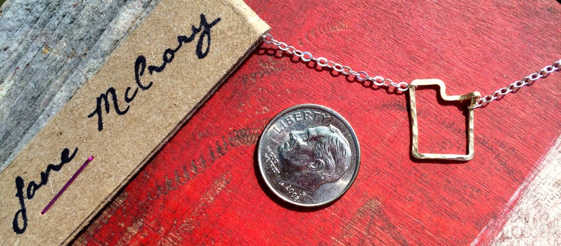 Utah State Necklace Hammered in Gold and Sterling Silver Wire - Etsy