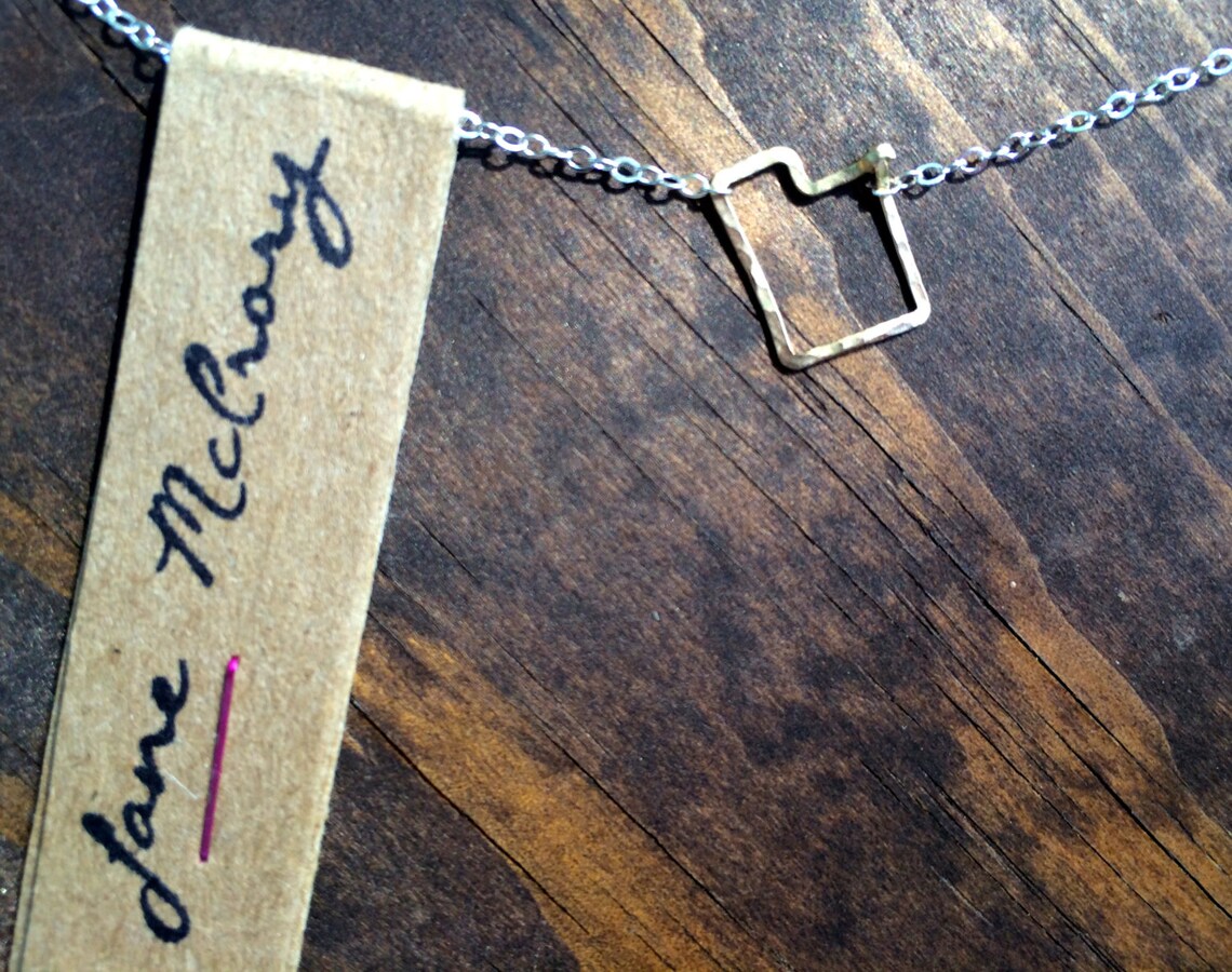 Utah State Necklace Hammered in Gold and Sterling Silver Wire - Etsy
