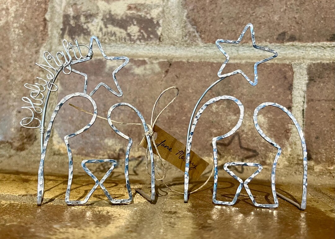 Nativity Manger Scene Decoration, Handmade Wire Crèche Nativity Scene ...