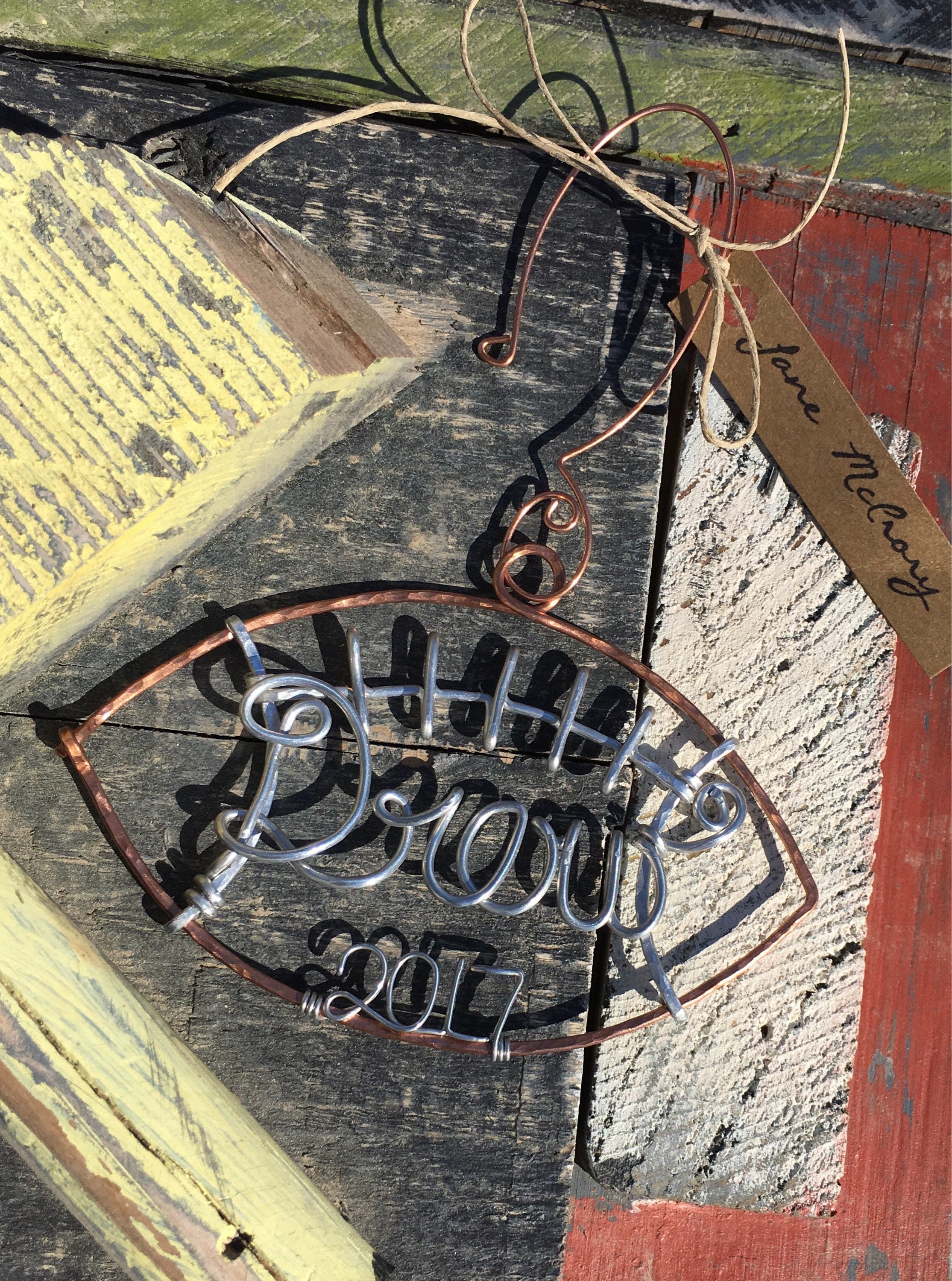 Football Christmas Ornament Hammered in Aluminum and Copper - Etsy