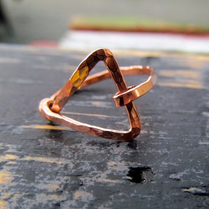Delta Ring, Copper Hammered Triangle Ring - Etsy