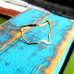 Gold Mississippi Hammered Wire Ring, Mississippi Outline Ring ...