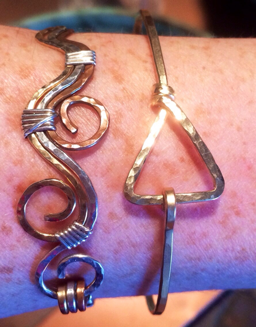 Gold Delta Bracelet Hammered in 14K gold filled wire | Etsy