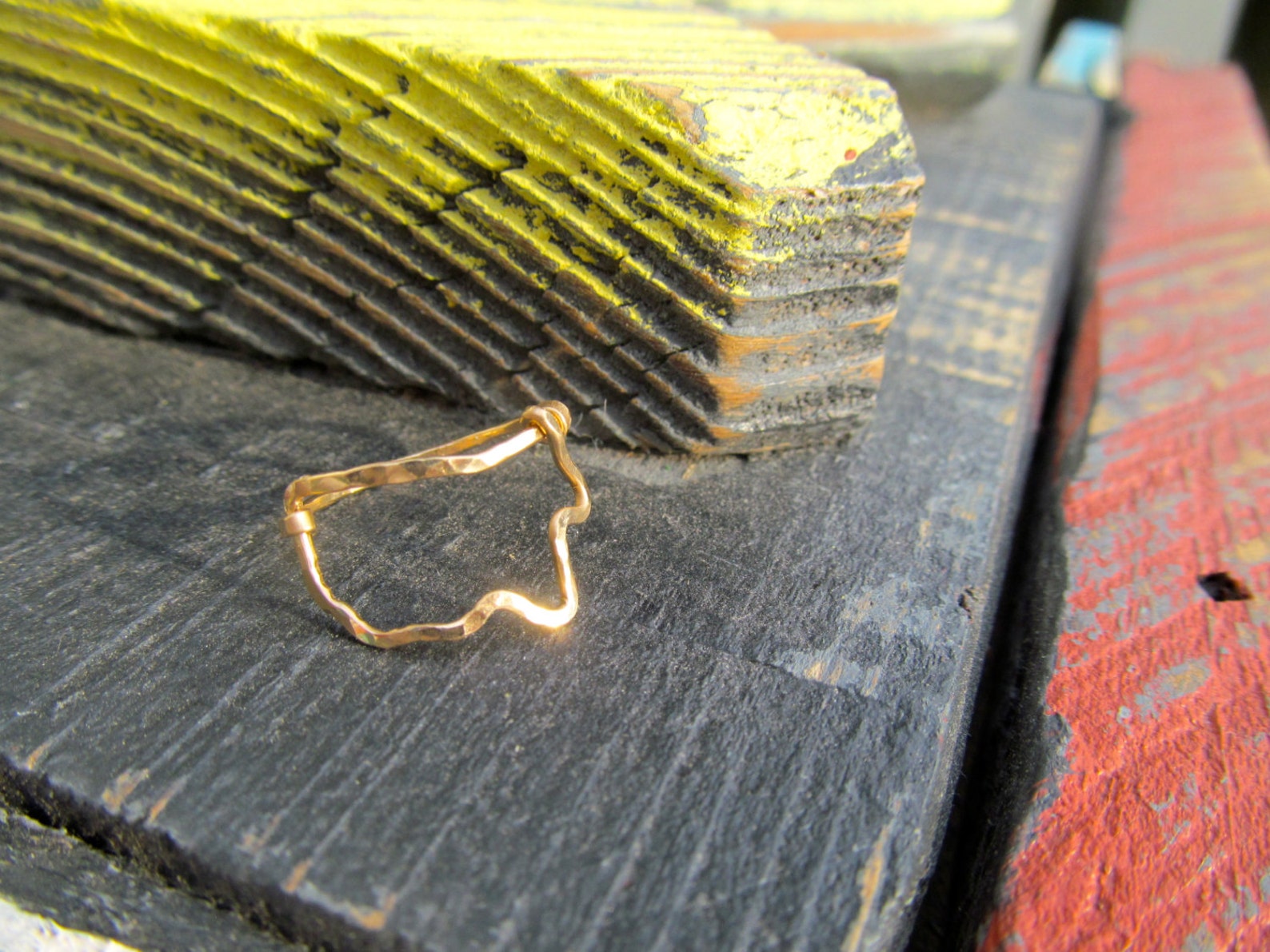 Gold Mississippi Hammered Wire Ring Mississippi Outline Ring | Etsy