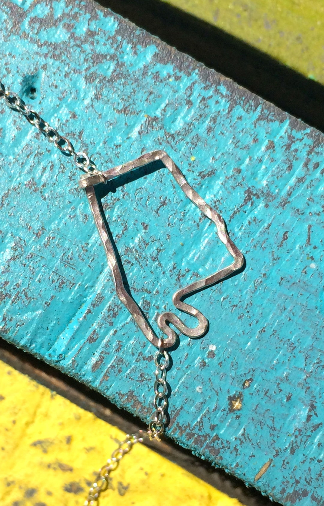 Alabama Necklace, Hammered Sideways Alabama Necklace, Gold and Sterling ...