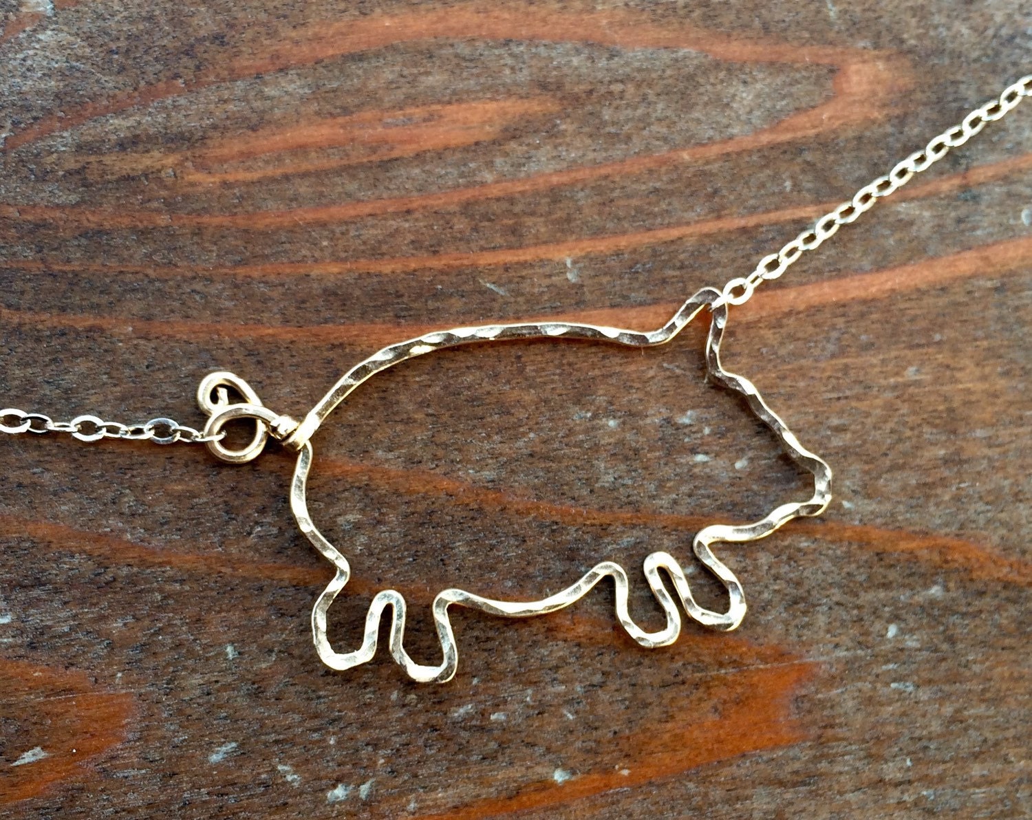 Pig necklace hammered in 14k gold filled wire 4H show hog | Etsy