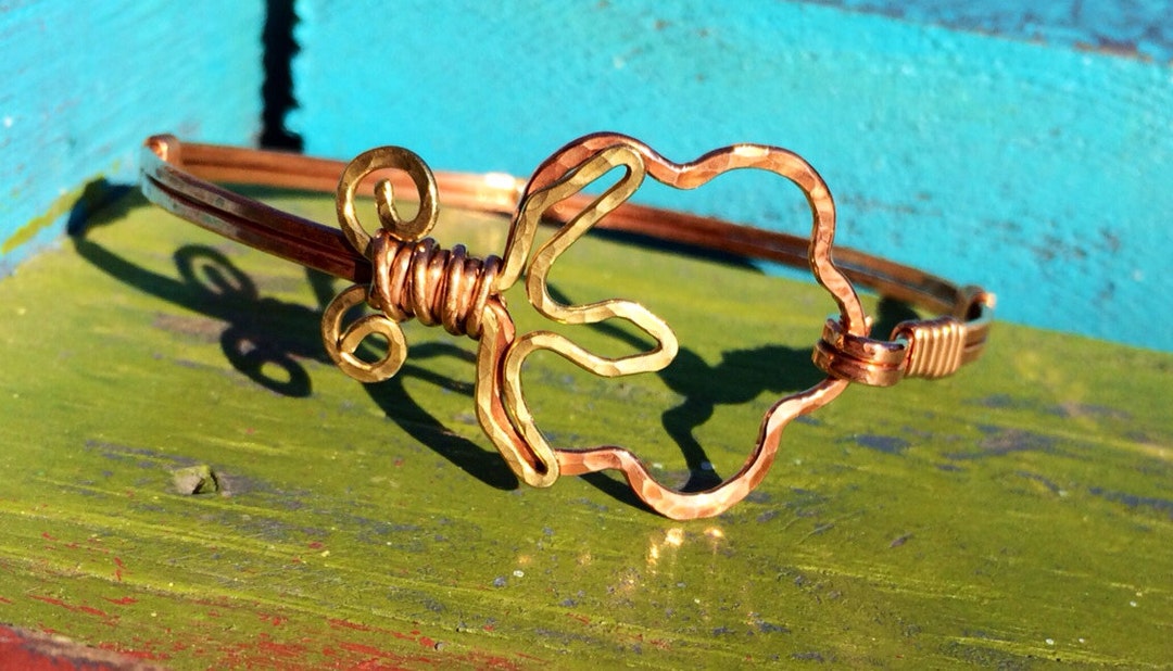 Cotton Boll Bracelet Hammered in Copper and Brass Wire, Cotton Boll ...