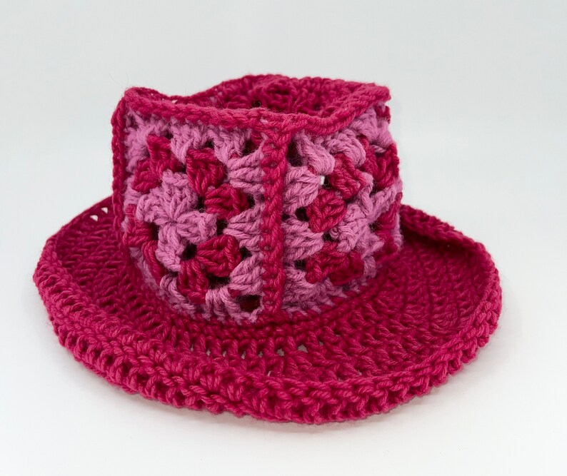 Hand Crocheted Crochet Cowboy Hat Cowgirl Hat Western Granny Square ...