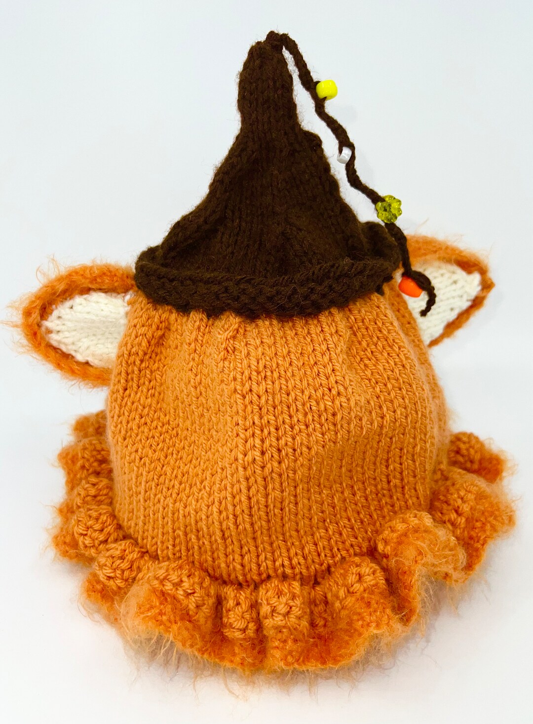 Fox Flower Furry Fuzzy Pixie Forest Creature Hat Beanie OOAK Hand Knit ...
