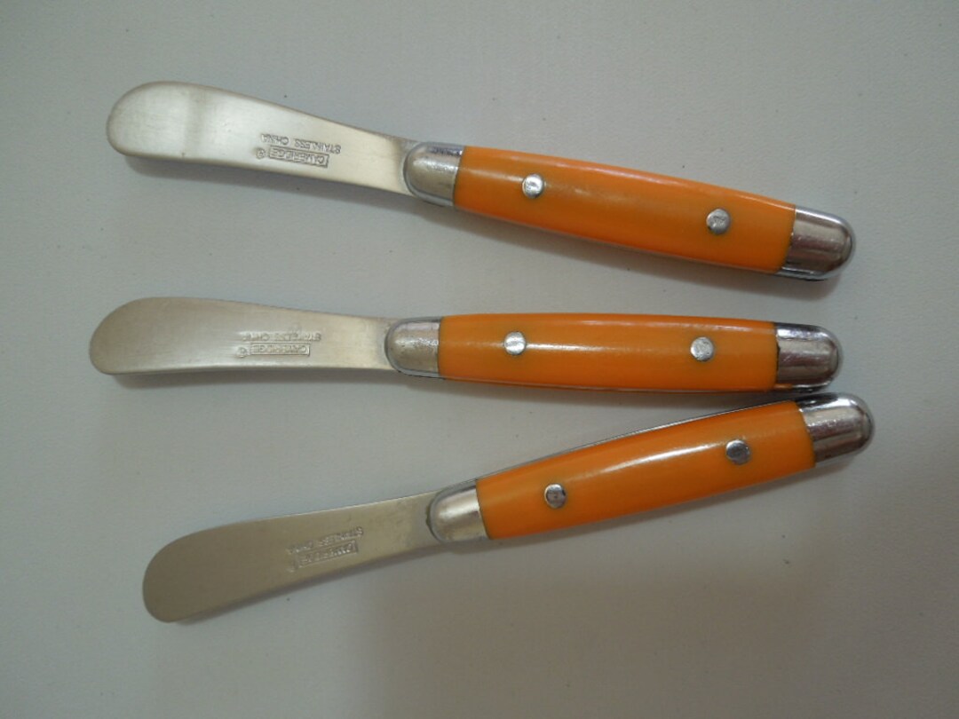 Vintage Cambridge Jubilee Orange Stainless Flatware Riveted Handle Set ...