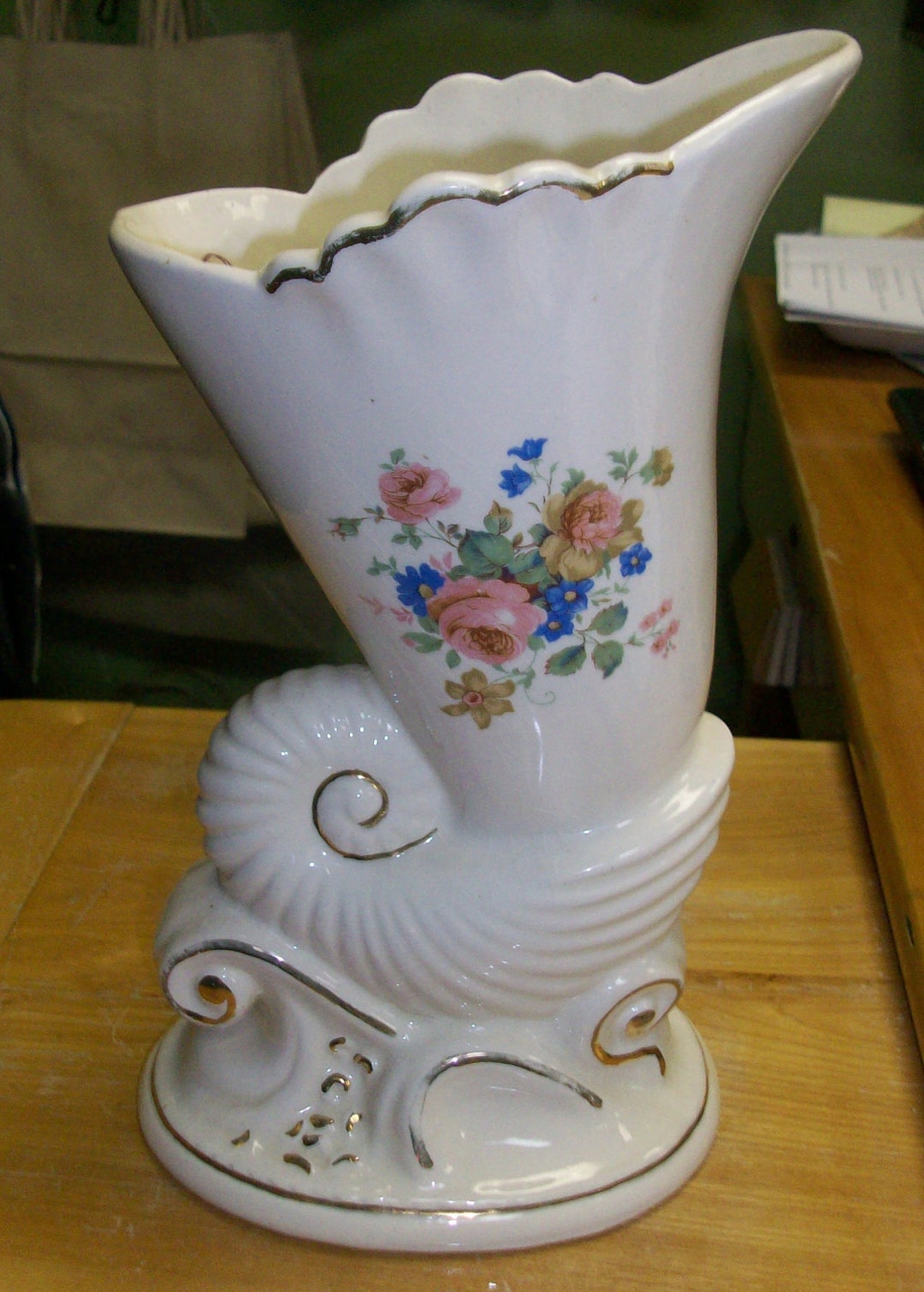 Cornucopia Shaped Art Pottery Vase - Etsy