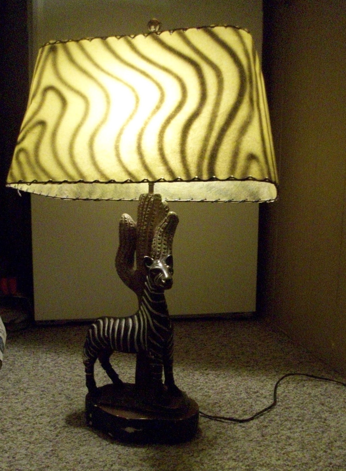 Fantastic 1950s Zebra Lamp With Original Shade - Etsy