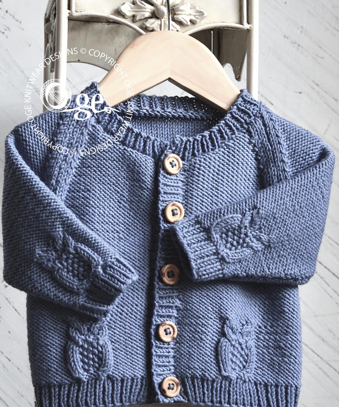 KNITTING Pattern-raglan Sleeve Cardigan With Little Owls - P079 - Etsy