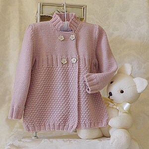 KNITTING Pattern-little Girls Three Quarter Length Double Breasted Coat ...