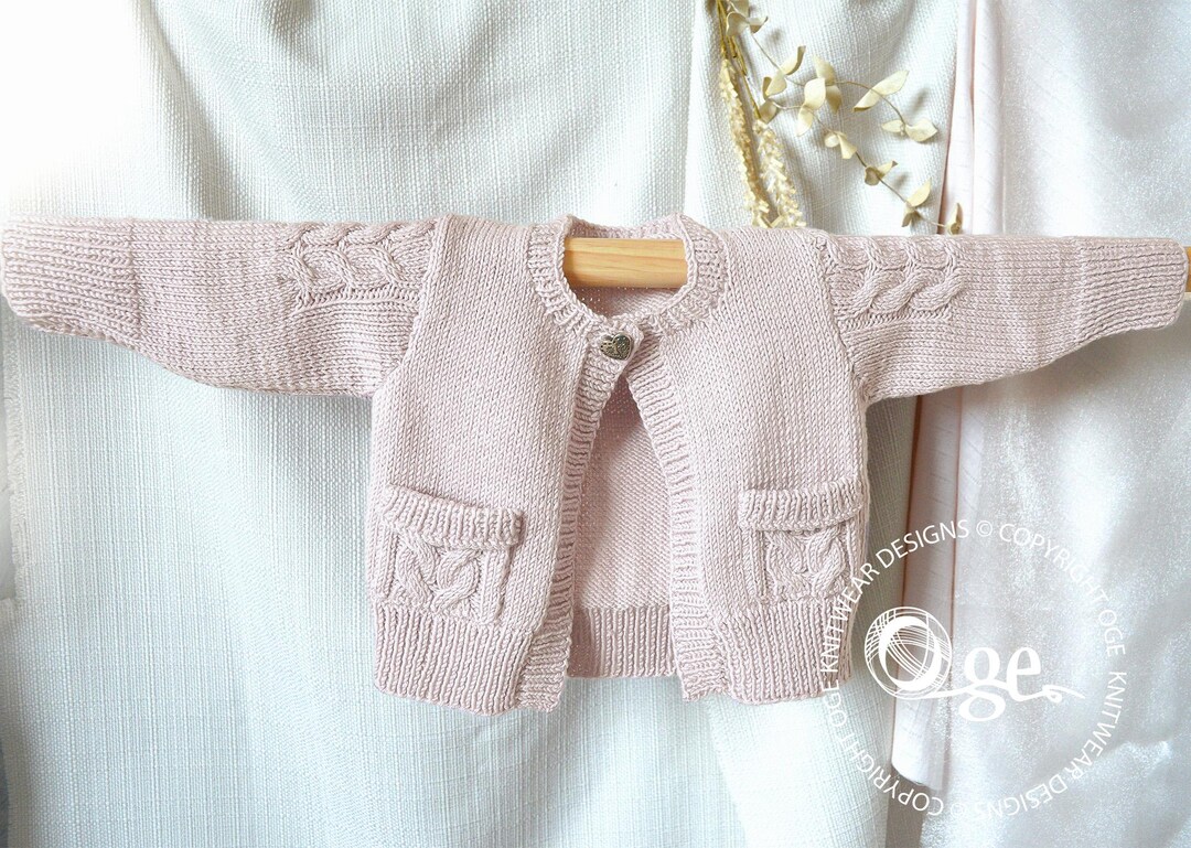 KNITTING Pattern-child’s Cardigan With Cable Detail on Sleeves and ...
