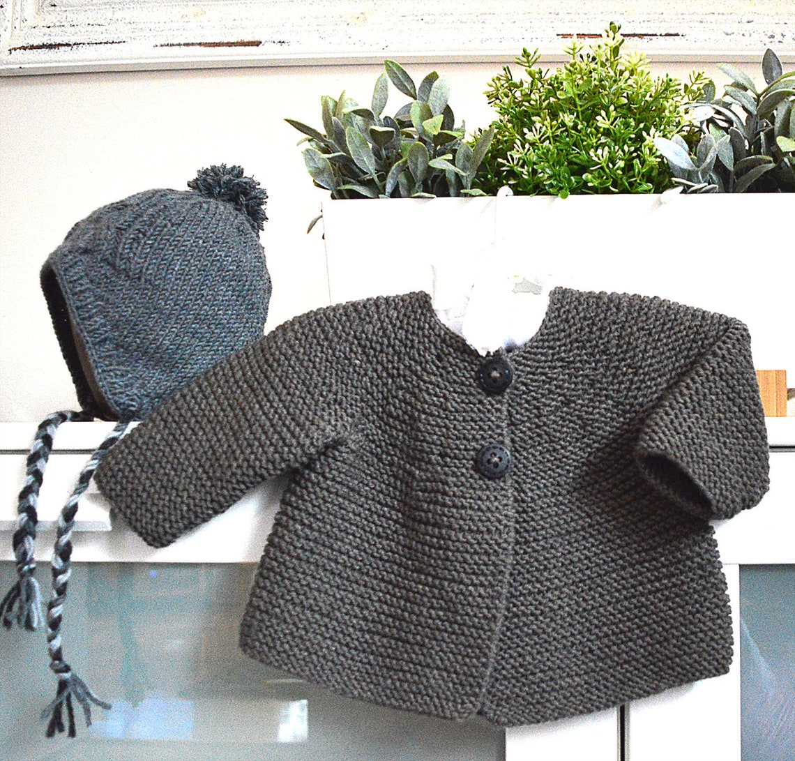 KNITTING Pattern-garter Stitch Jacket With Back Pleat and | Etsy