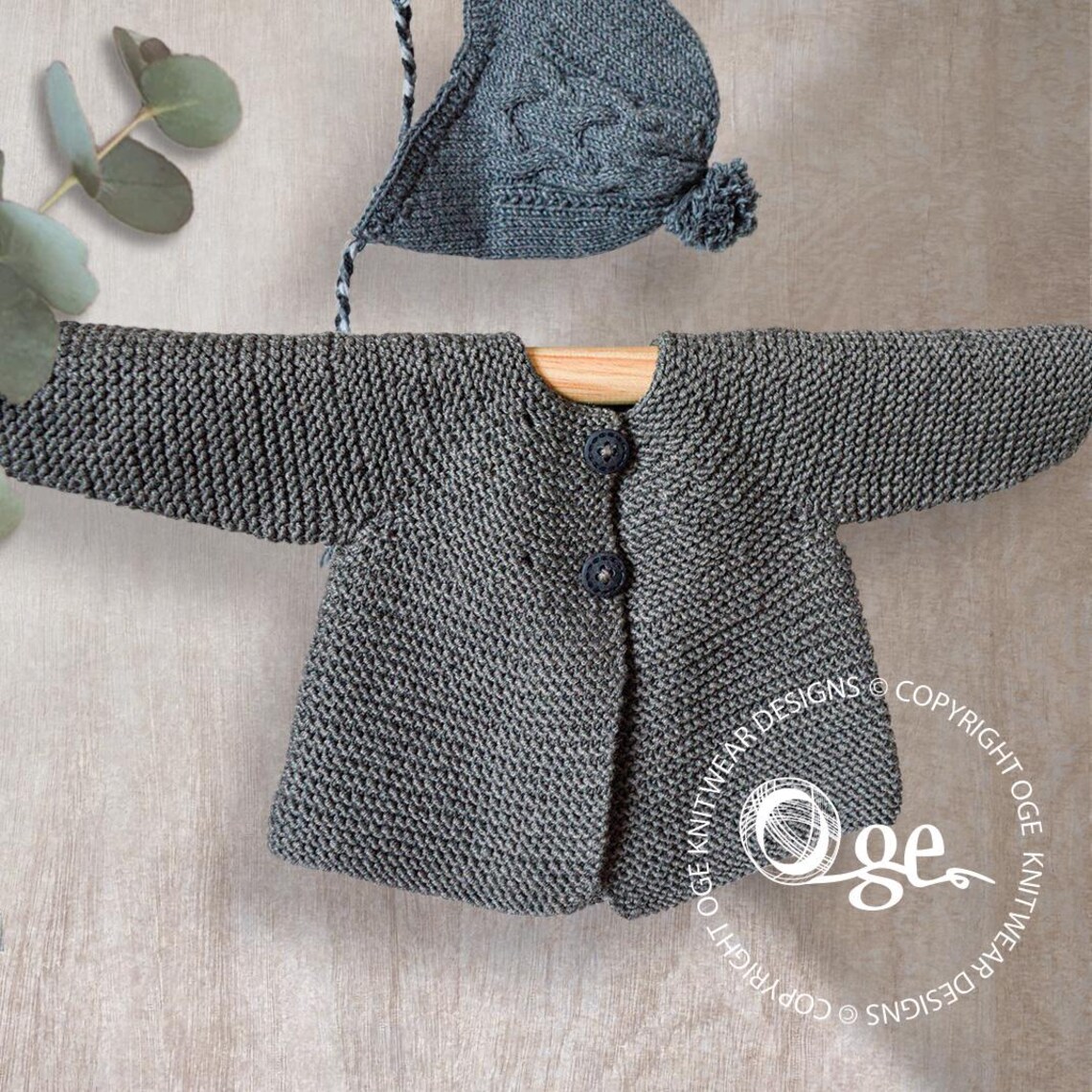 KNITTING Pattern-garter Stitch Jacket With Back Pleat and Cable Hat ...