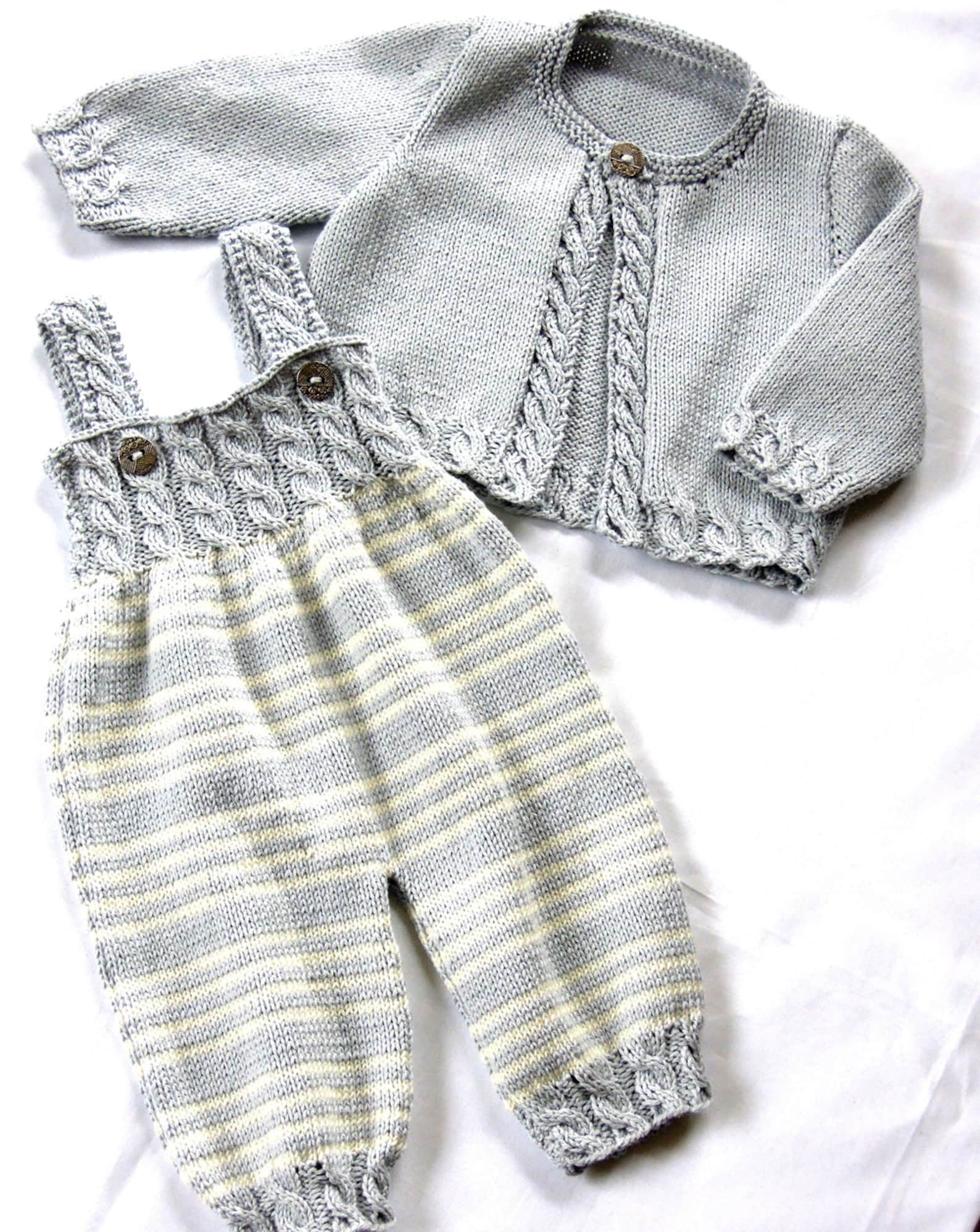 KNITTING Pattern-baby Overalls With Detailed Cabled Bodice and - Etsy